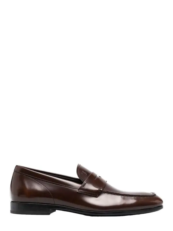 TOD'S Leather Slip-on Loafers - Brown