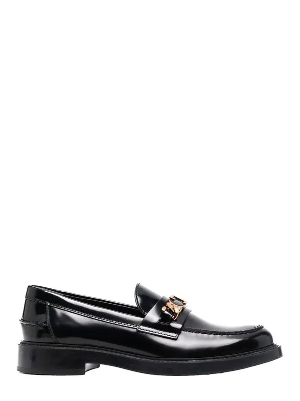 TOD'S Logo-plaque Leather Loafers - Black