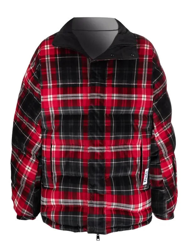 Dolce & Gabbana Reversible Plaid Puffer Jacket - Red