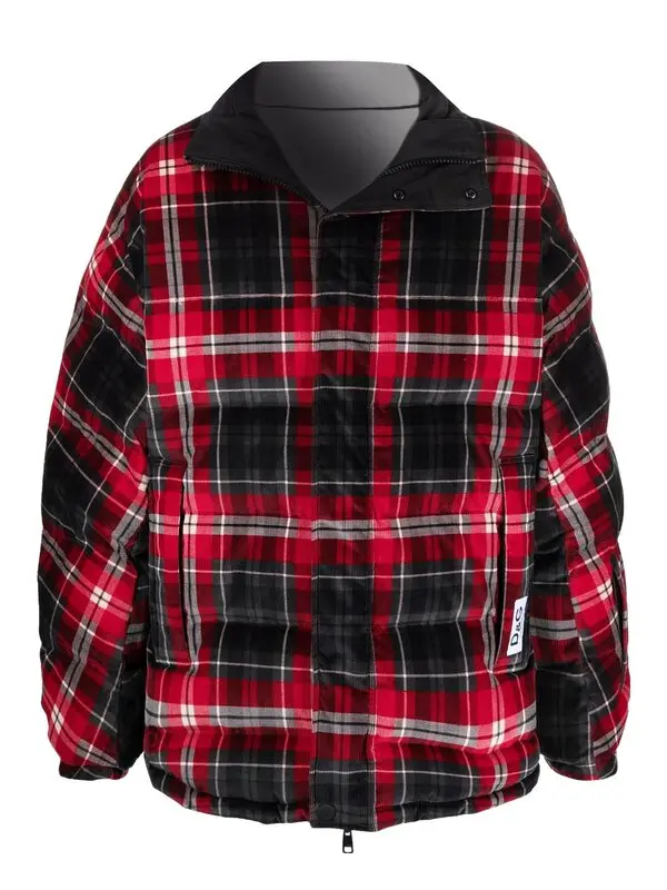 Dolce & Gabbana Reversible Plaid Puffer Jacket - Red