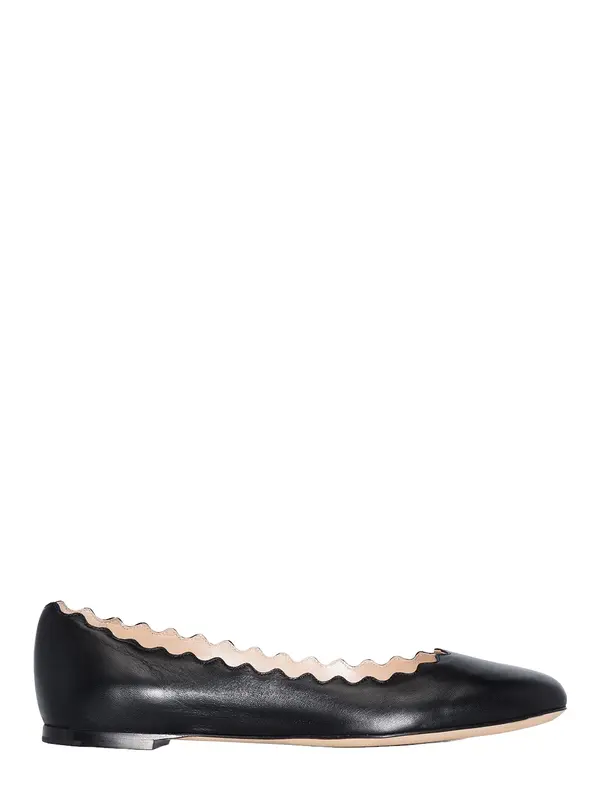 Chloé Lauren Leather Ballerina Shoes - Black