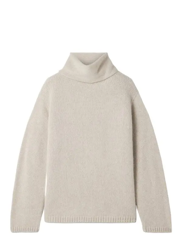 THE ELDER STATESMAN Cashmere Turtleneck Sweater - Ecru
