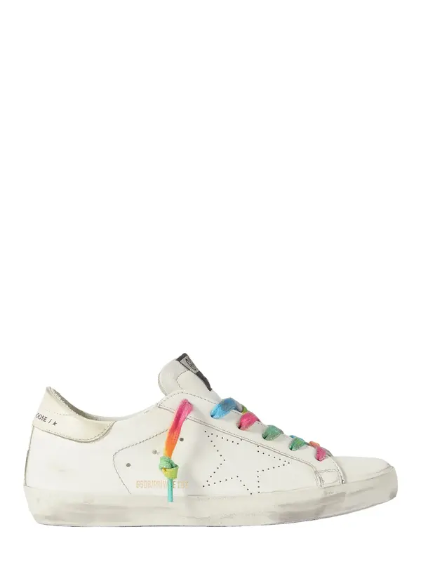 GOLDEN GOOSE Superstar Perforated Distressed Leather Sneakers - White
