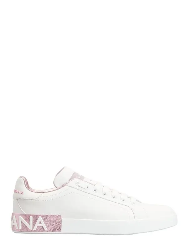 Dolce & Gabbana Portofino Bicolor Logo Low-top Sneakers - White/pink