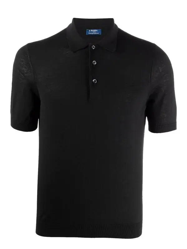 BARBA NAPOLI Short-sleeve Silk Polo Shirt - Black