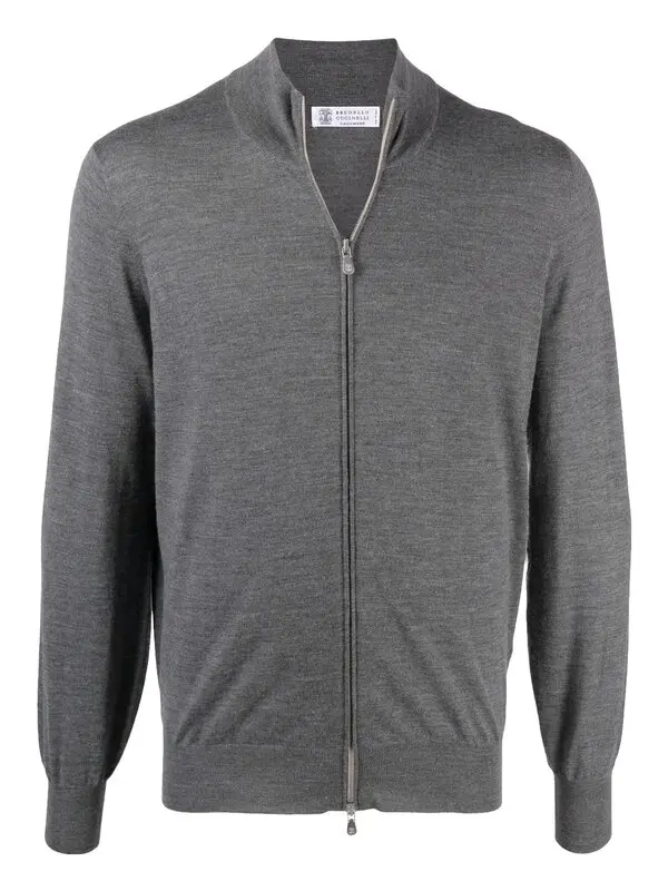 Brunello Cucinelli Zipped Knit Cardigan - Grey