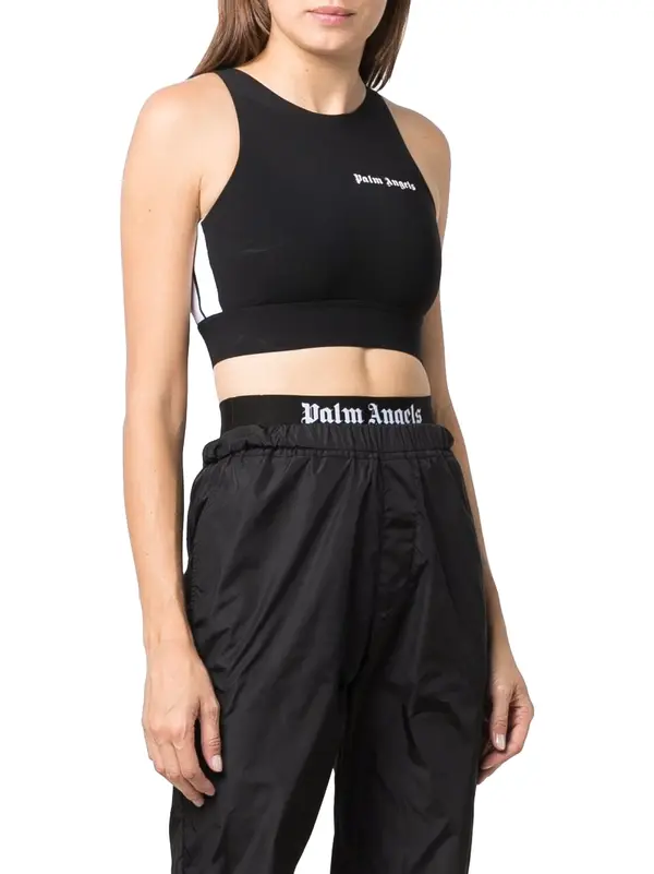 Palm Angels Side-stripe Cropped Top - Black