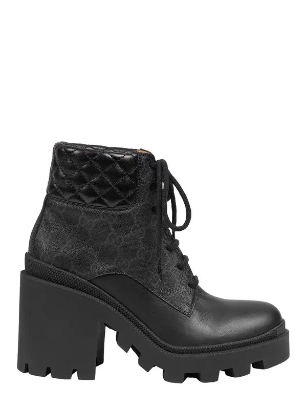 Gucci Gg Supreme Combat Boots - Black