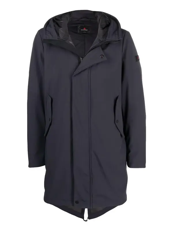Peuterey Logo Patch Hooded Coat - Blue