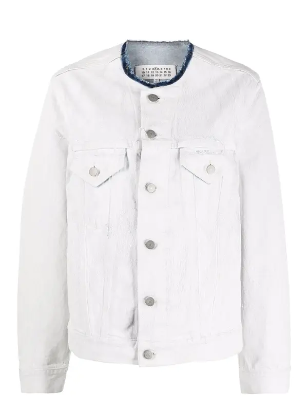 MAISON MARGIELA Collarless Denim Jacket - White