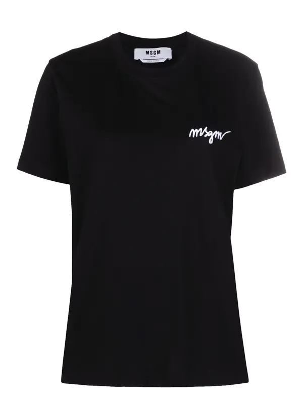 MSGM Chest-logo Crewneck T-shirt - Black