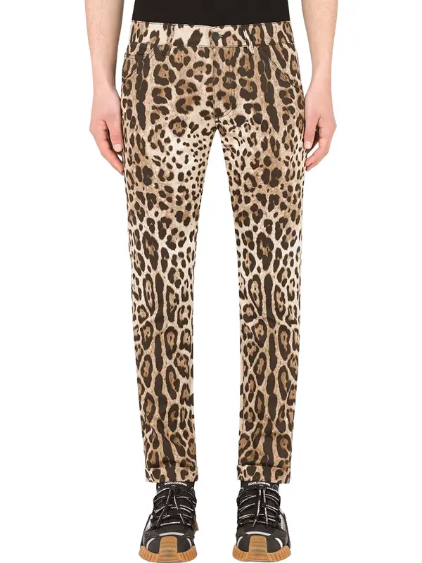 Dolce & Gabbana Leopard-print Skinny Jeans - Brown