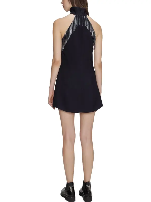 CHRISTOPHER KANE Crystal-trim Halterneck Dress - Blue