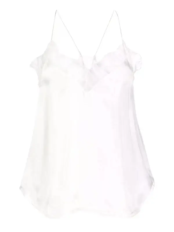IRO PARIS Lace-embellished Silk Top - White