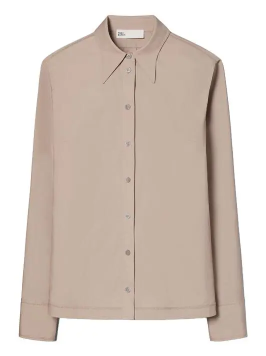 Tory Burch Cotton Poplin Shirt - Dusk Taupe