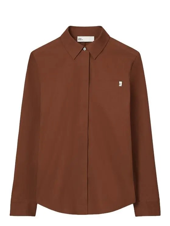 Tory Burch Cotton Poplin Shirt - Rich Manogany
