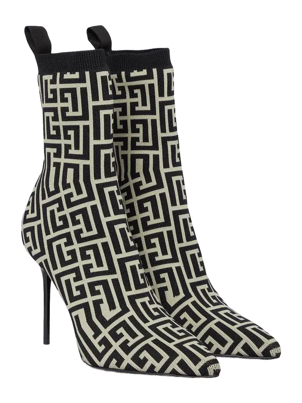 Balmain Skye Printed Sock Boots - Beige