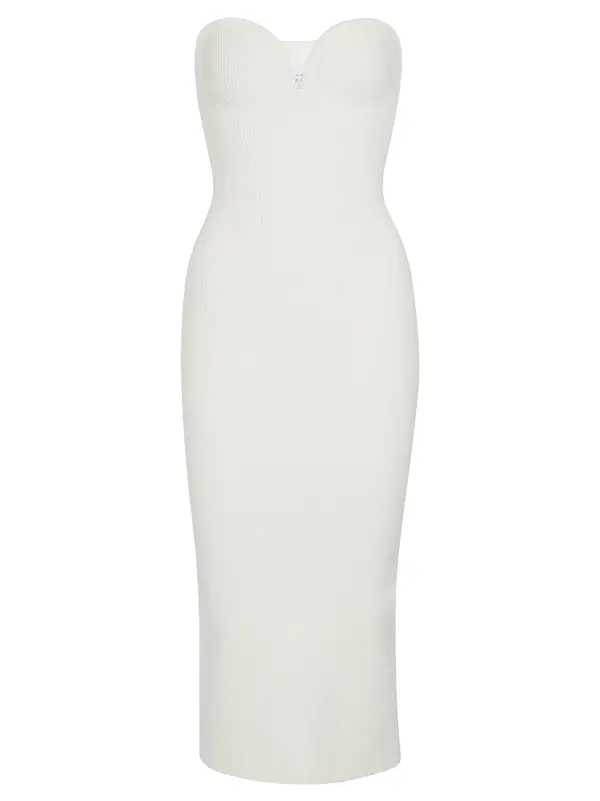 Galvan Thalia Strapless Midi Dress - White