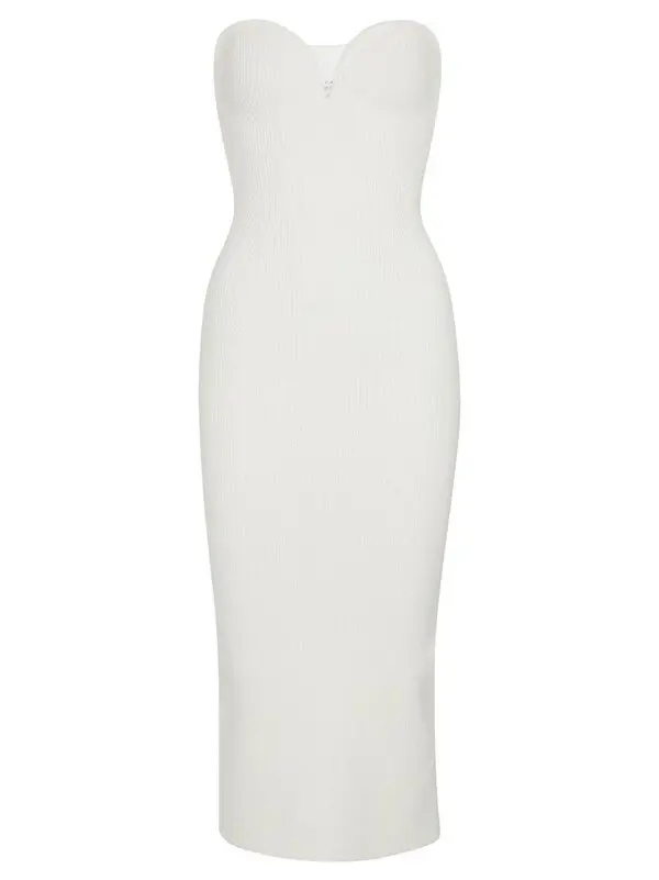 Galvan Thalia Strapless Midi Dress - White