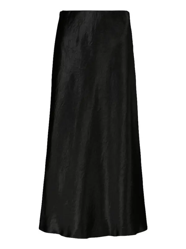 Max Mara Alessio Satin Midi Skirt - Black