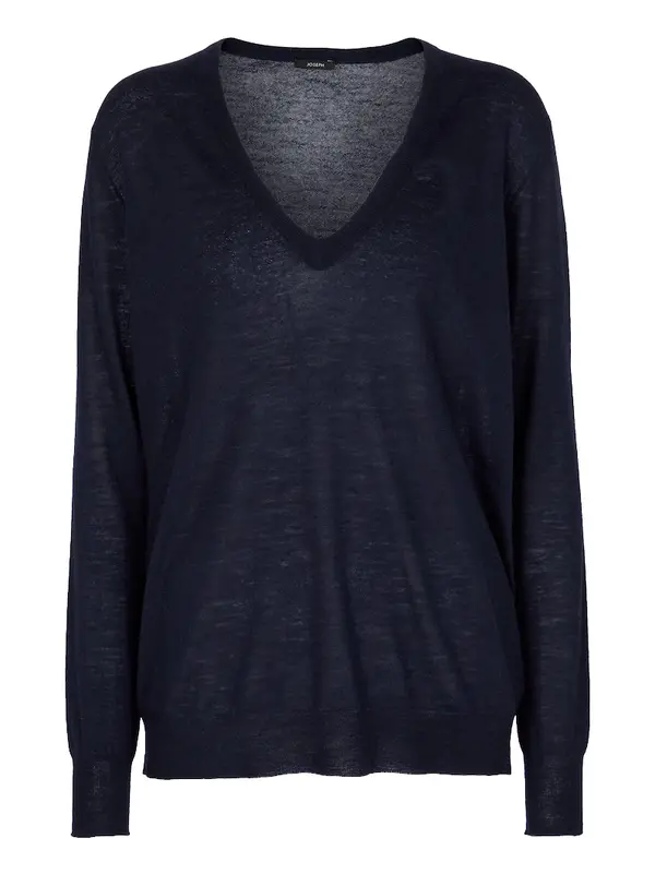 JOSEPH Cashair Cashmere V-neck Sweater - Blue