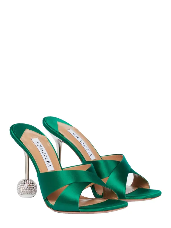 AQUAZZURA Yes Darling 95 Satin Sandals - Green