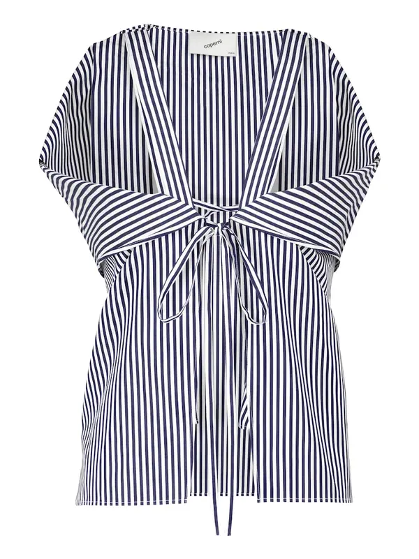 Coperni Striped Cotton Poplin Top - Blue