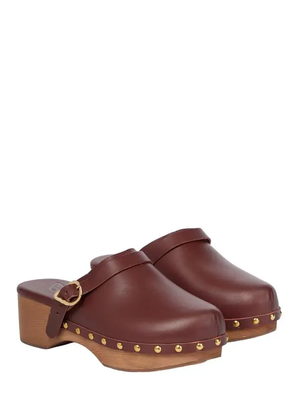 ANCIENT GREEK SANDALS Classic Closed Leather Clogs - Brown