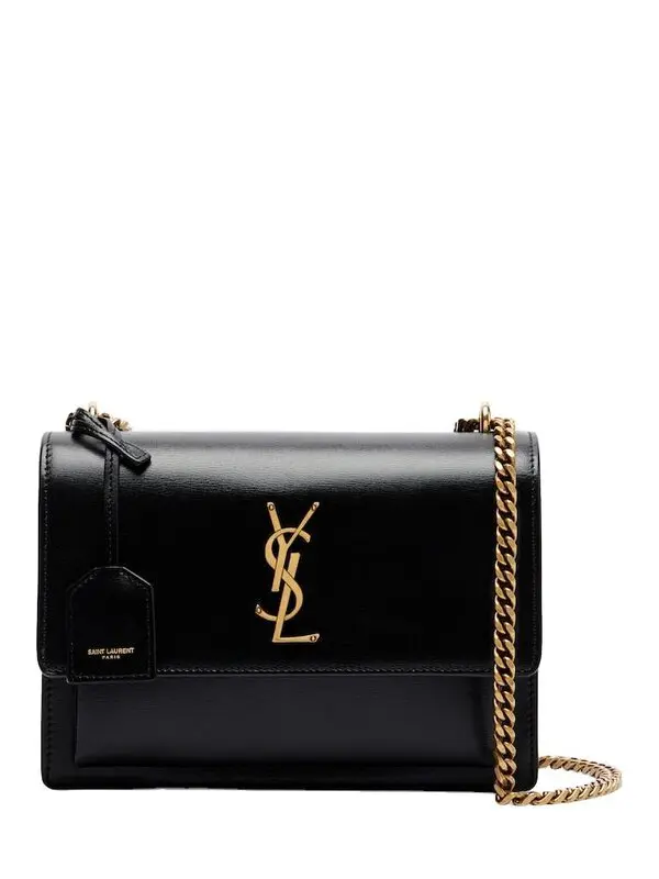 Saint Laurent Sunset Medium Leather Shoulder Bag - Black
