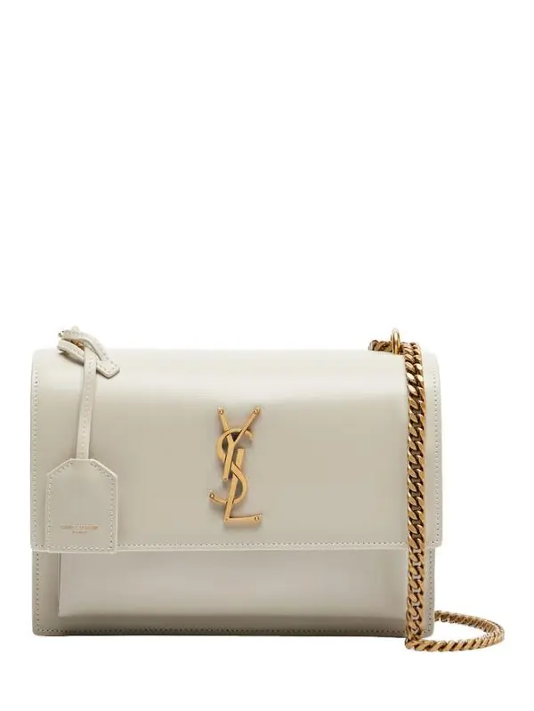 Saint Laurent Sunset Medium Leather Shoulder Bag - White