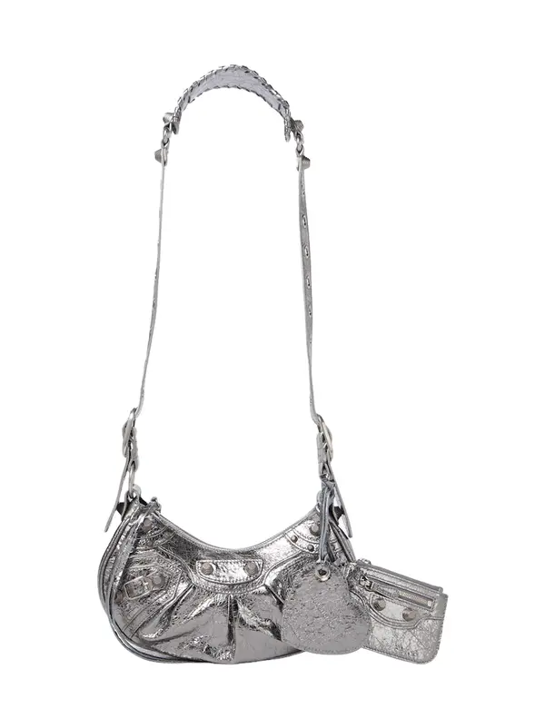 Balenciaga Le Cagole Xs Leather Shoulder Bag - Silver