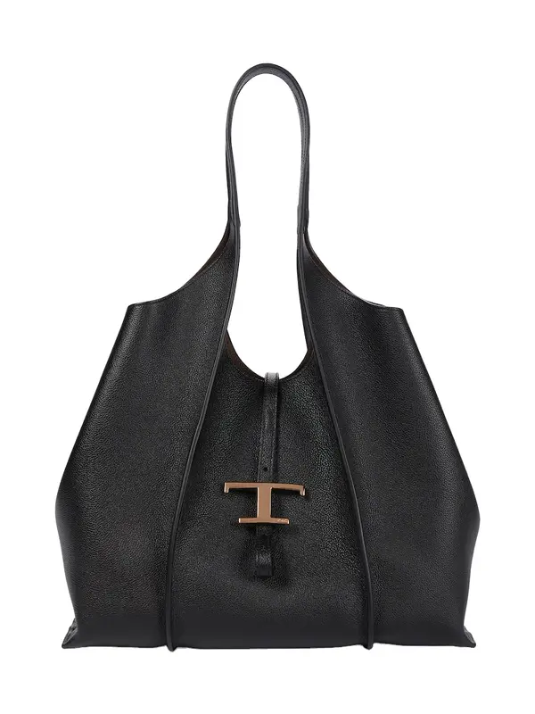 TOD'S Timeless Medium Leather Tote - Black