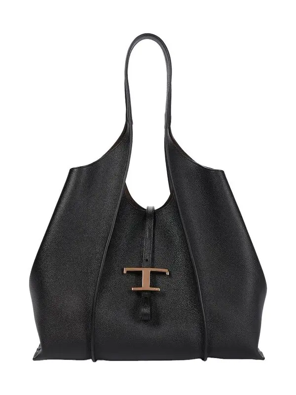 TOD'S Timeless Medium Leather Tote - Black
