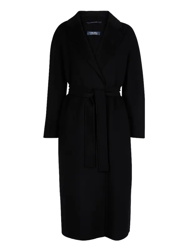 Max Mara Esturia Belted Virgin Wool Coat - Black
