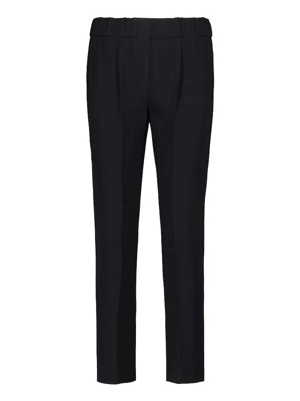 Brunello Cucinelli High-rise Silk-blend Pants - Blue