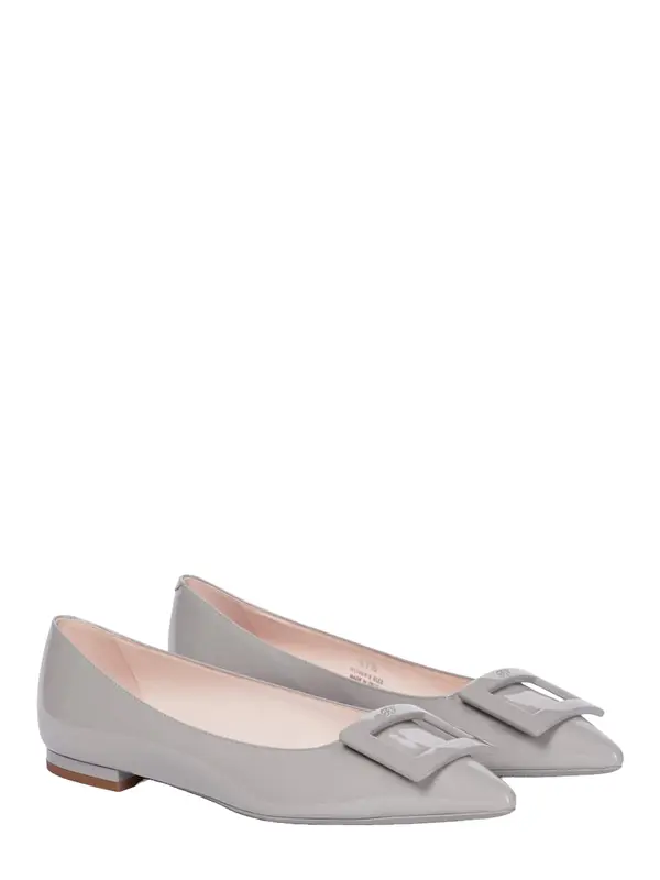 ROGER VIVIER Gommettine Ball Patent Leather Ballet Flats - Grey