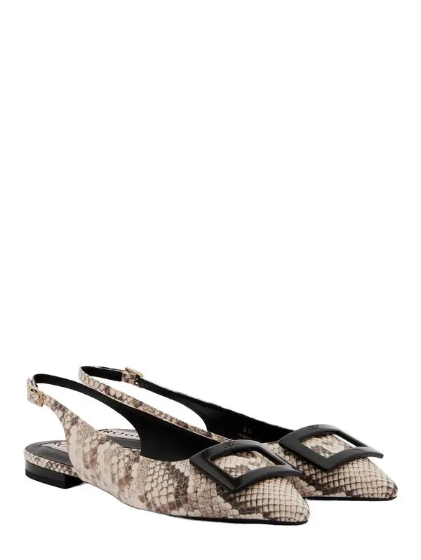 ROGER VIVIER Gommettine Leather Slingback Flats - Black