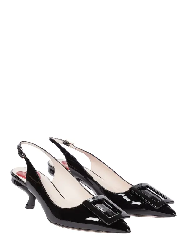 ROGER VIVIER Virgule Leather Slingback Pumps - Black