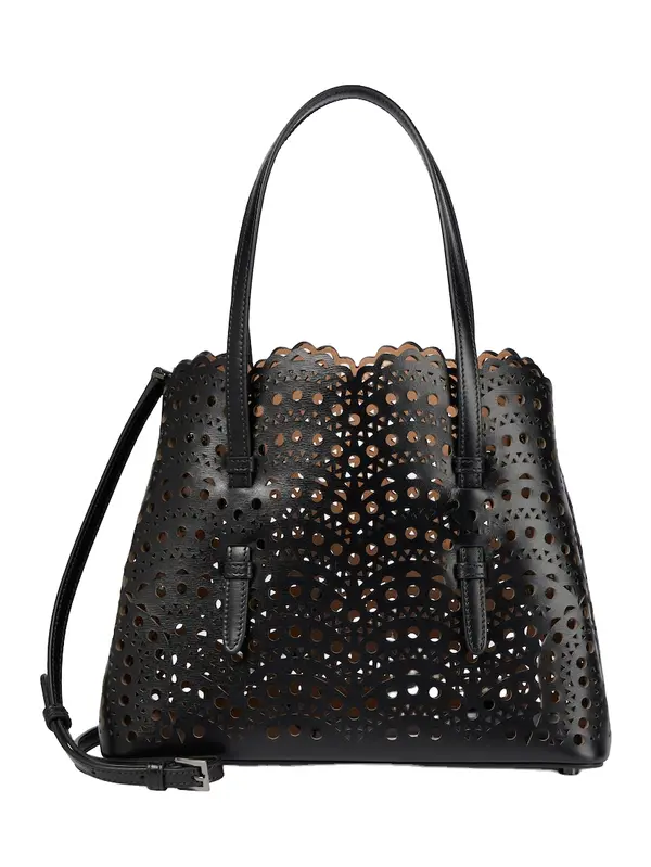 Alaïa Le Mina 25 Vienne Wave Leather Tote Bag - Black