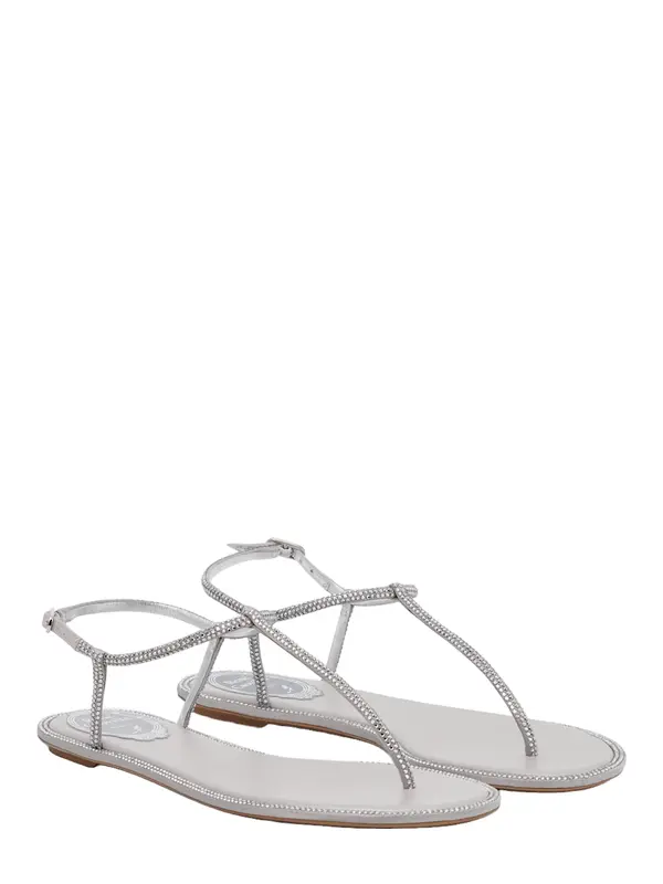 Rene Caovilla Diana Embellished Thong Sandals - Grey