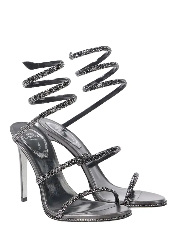 Rene Caovilla Cleo Embellished Leather Sandals - Grey