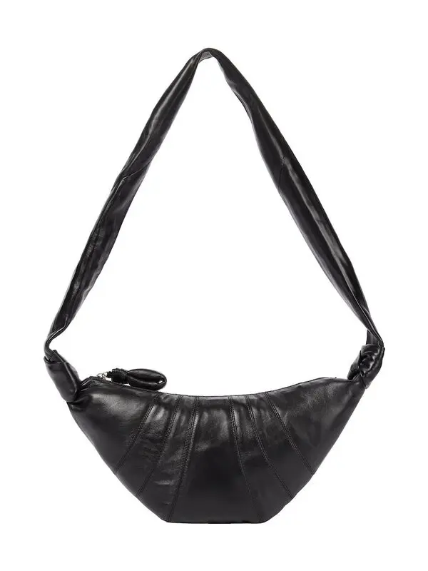 LEMAIRE Croissant Small Leather Shoulder Bag - Black