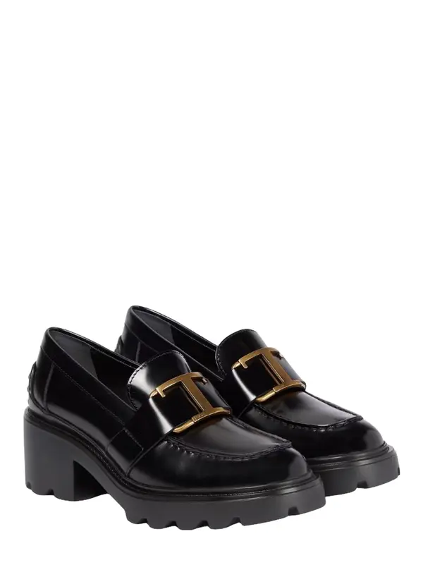 TOD'S Leather Platform Loafers - Black