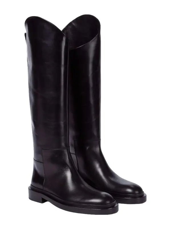 JIL SANDER Leather Riding Boots - Black