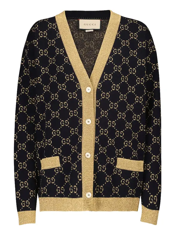 Gucci Cotton-blend Lamé Cardigan - Blue