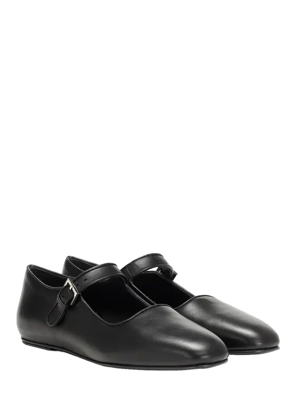 THE ROW Ava Leather Ballet Flats - Black