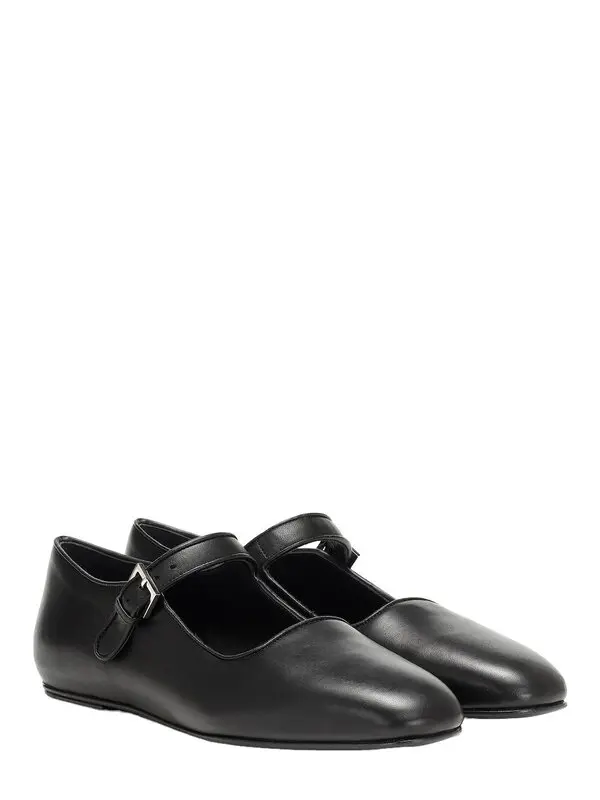 THE ROW Ava Leather Ballet Flats - Black