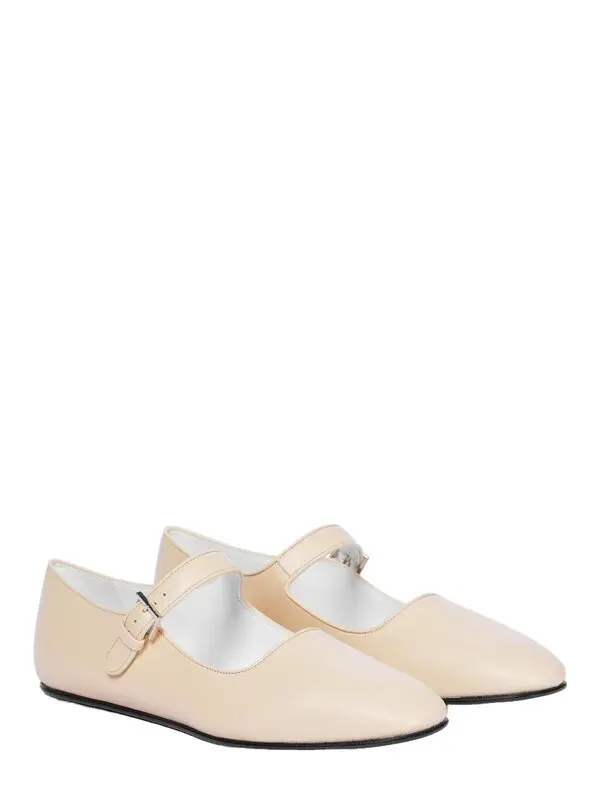 THE ROW Ava Leather Ballet Flats - White