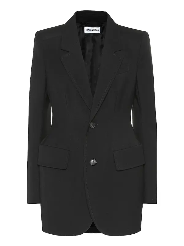 Balenciaga Hourglass Virgin Wool Blazer - Black