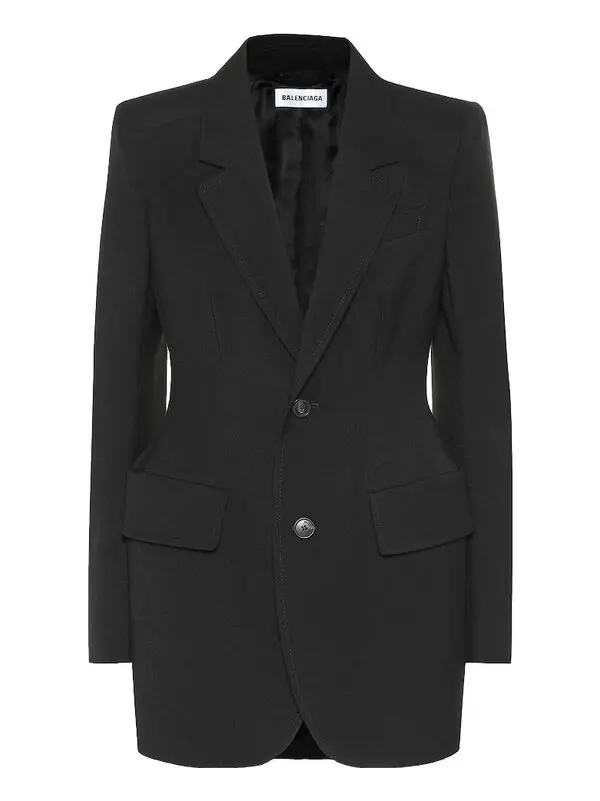 Balenciaga Hourglass Virgin Wool Blazer - Black